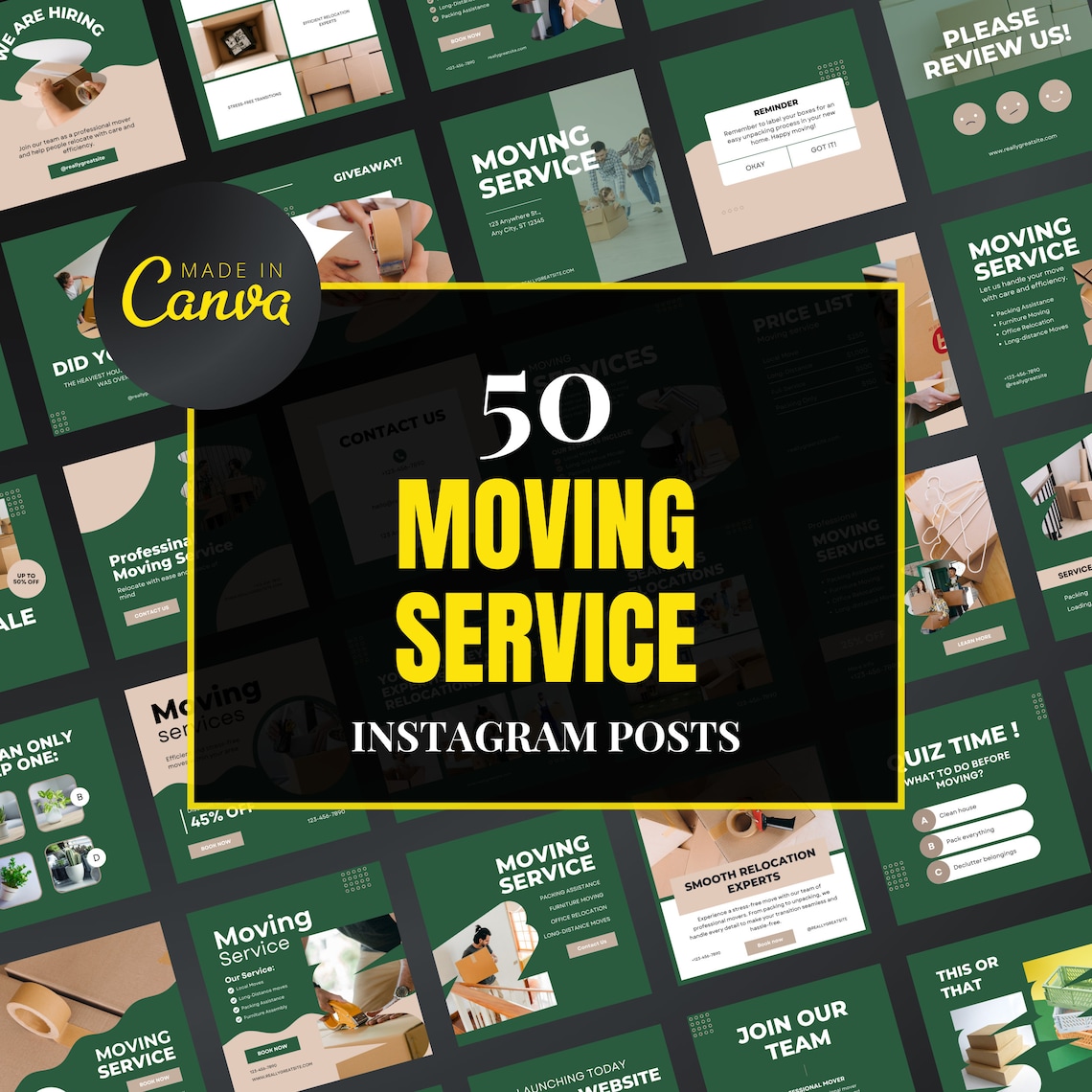Moving Service Canva Templates | Editable Instagram Posts for Movers ...