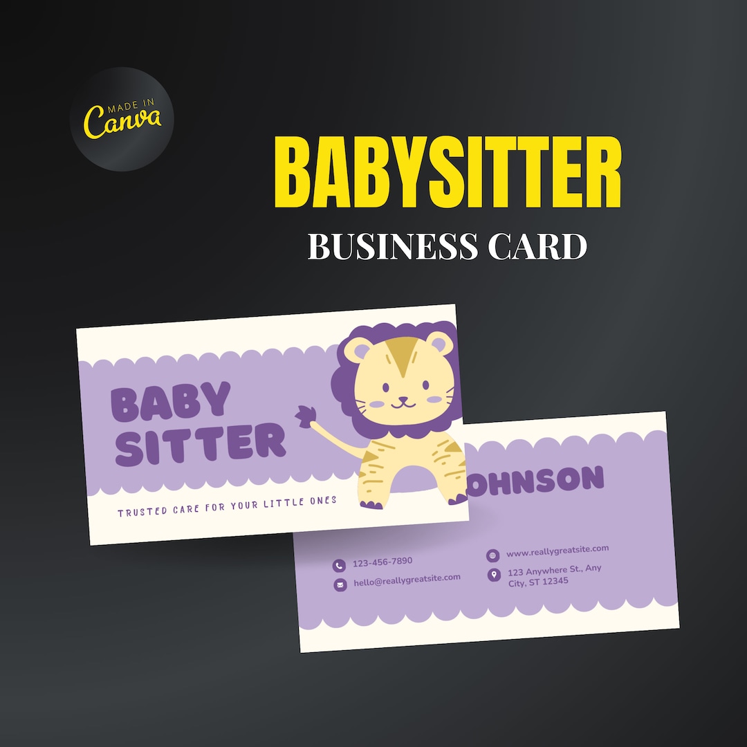 Babysitter Business Card, Child Care Business Card Template, Nanny ...
