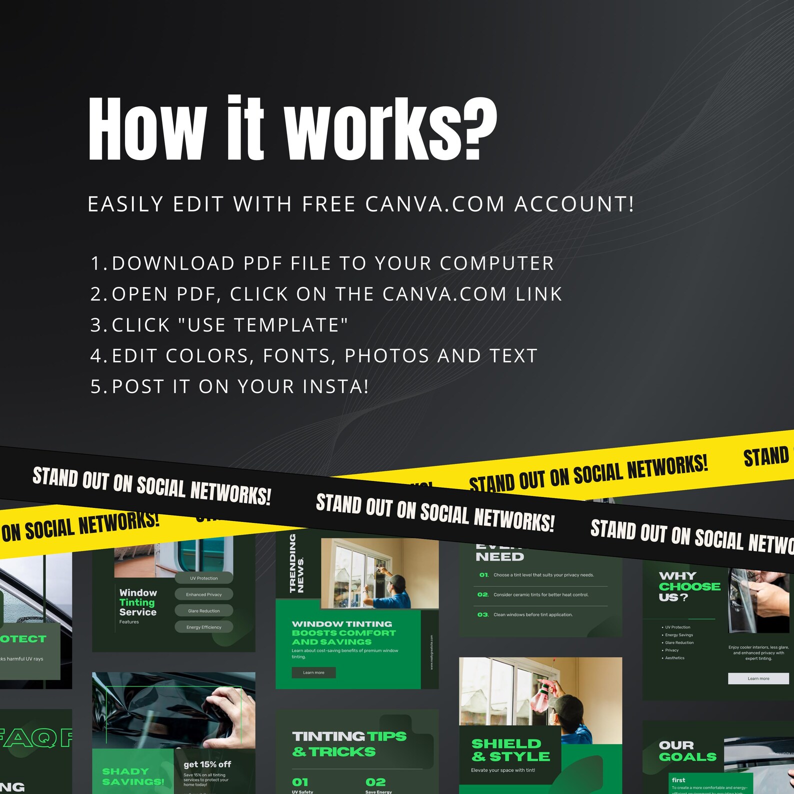 Window Tinting Service Canva Template, Window Tinting Instagram ...