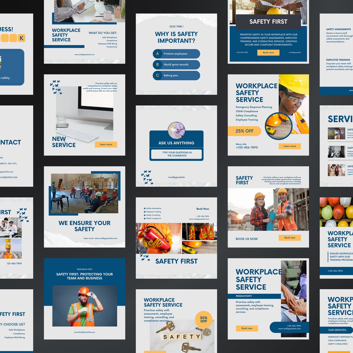 Workplace Safety Canva Templates | Editable Instagram Posts for Safety ...