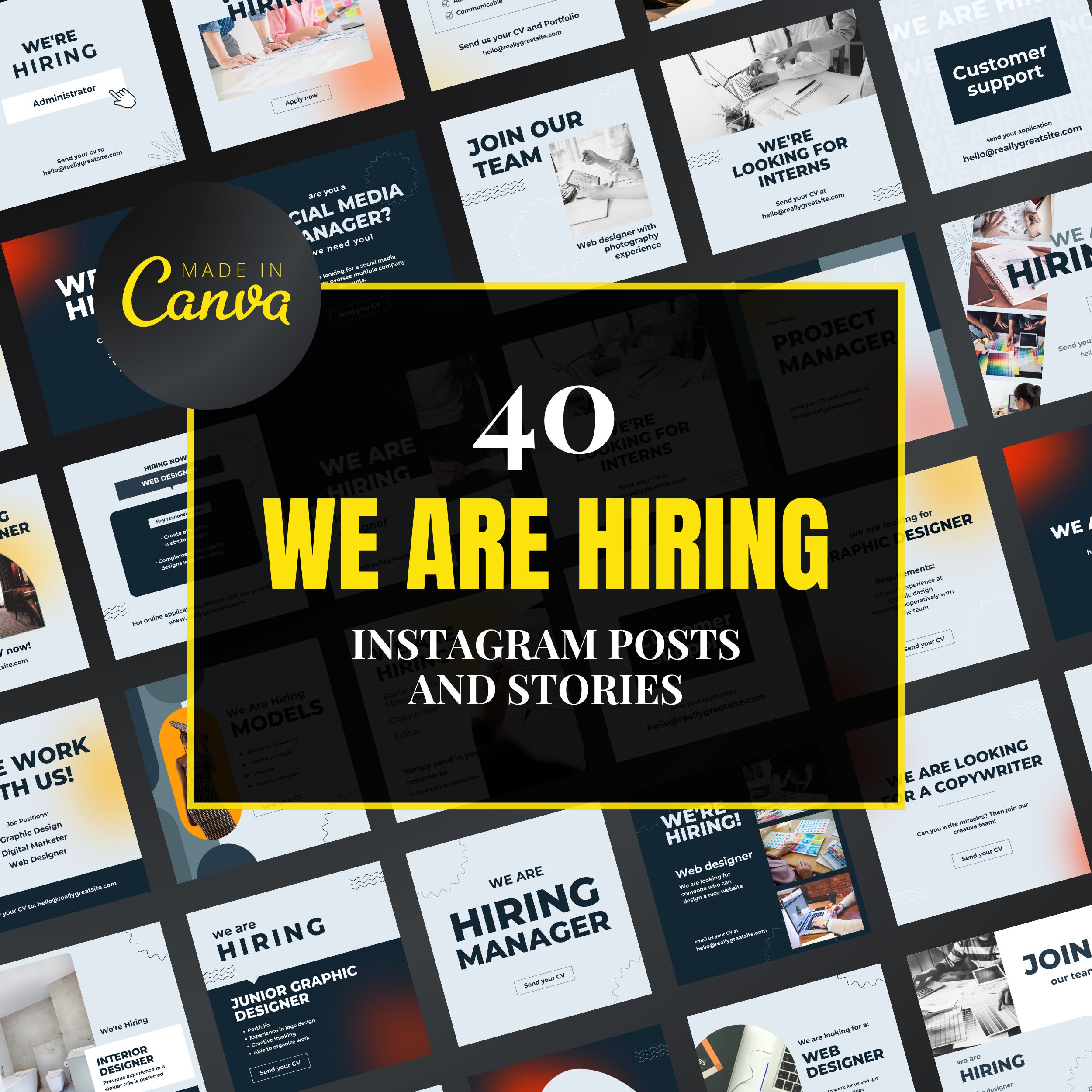 We Are Hiring Canva Templates | Editable Instagram Posts for Job ...