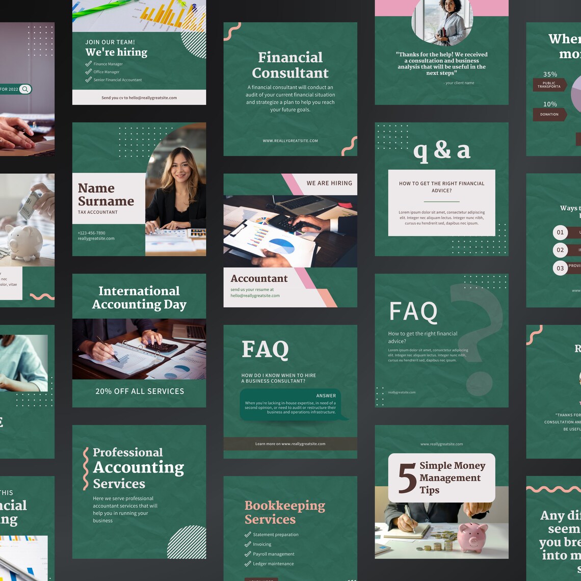 Accounting Canva Templates | Editable Instagram Posts for Bookkeeping ...