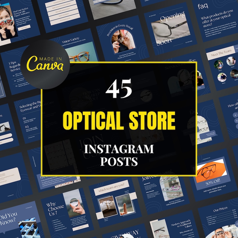 Optical Store Canva Templates | Editable Instagram Post Kit for ...