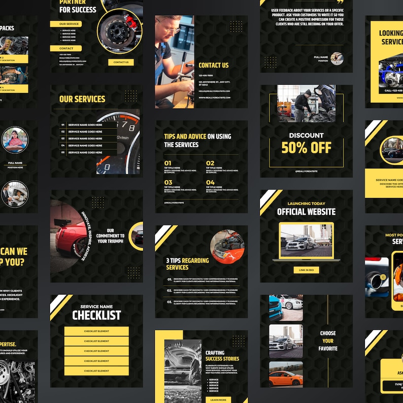 Car Tuning Service Canva Template, Car Tuning Instagram Posts, Canva ...