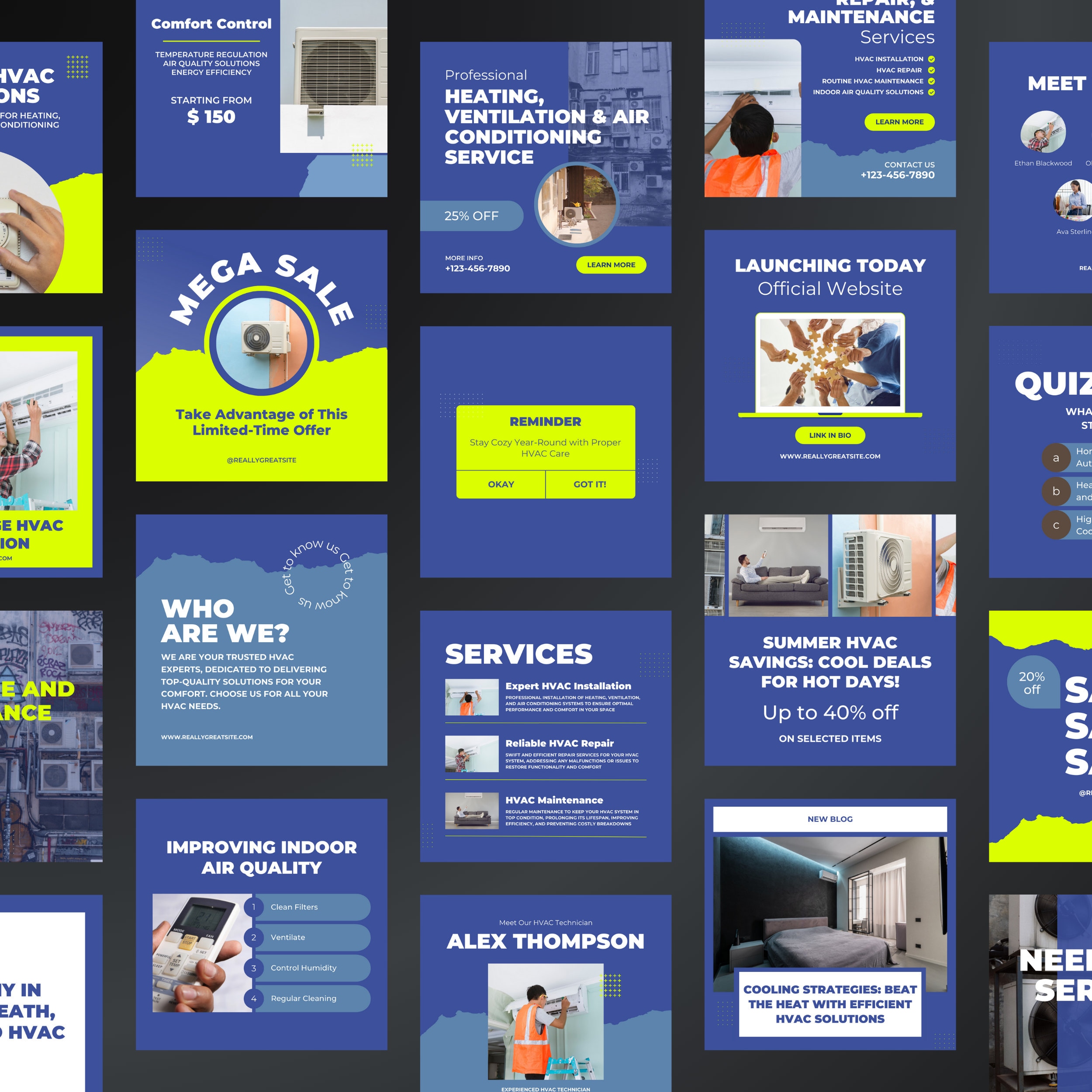 HVAC Canva Template, Air Conditioning Canva Template, Heating and ...