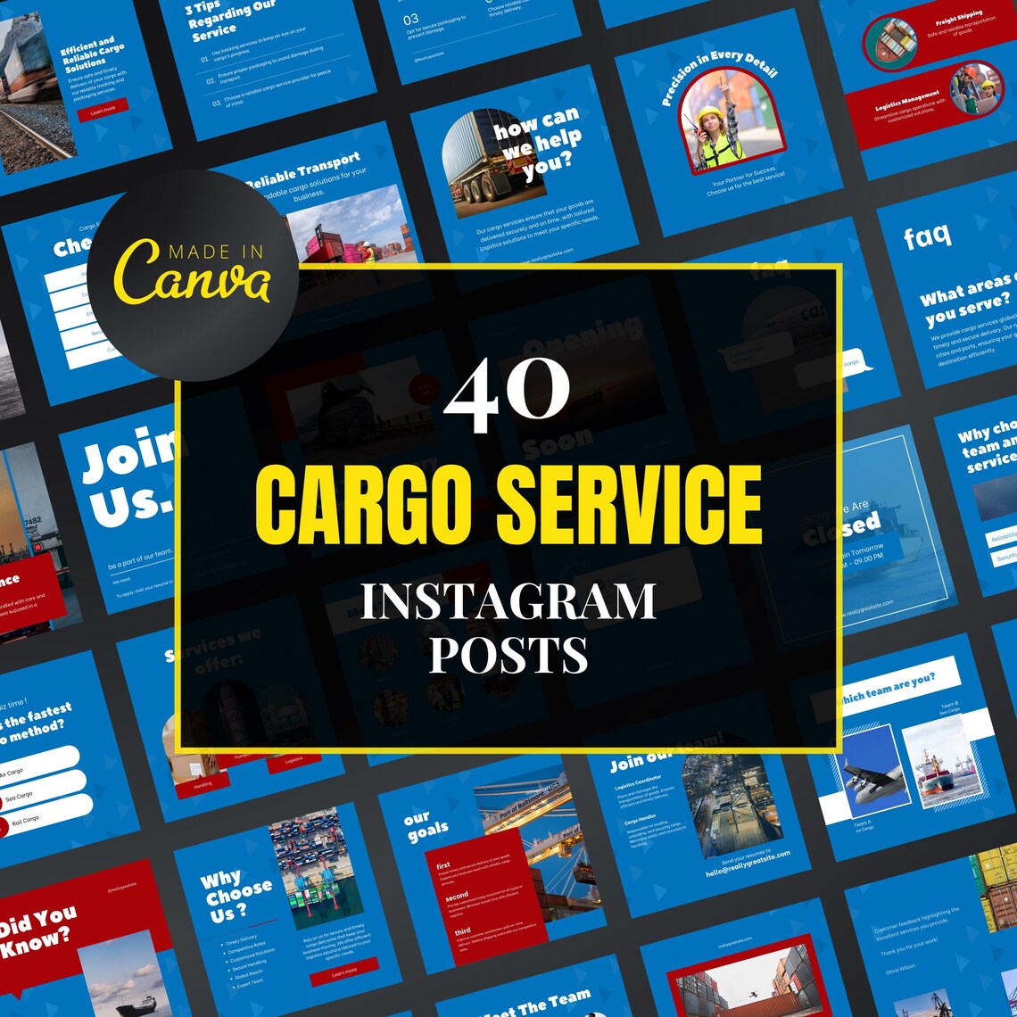 Cargo Service Canva Templates | Editable Instagram Posts for Logistics ...