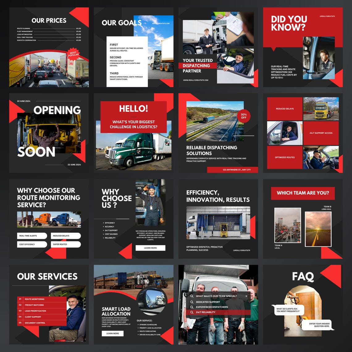Truck Dispatcher Canva Templates | Editable Instagram Posts for ...
