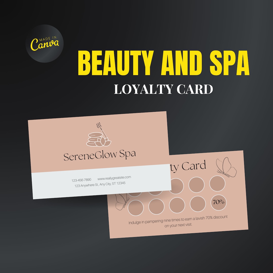 Beauty and Spa Loyalty Card Canva Template, Client Royalty Card, Small ...