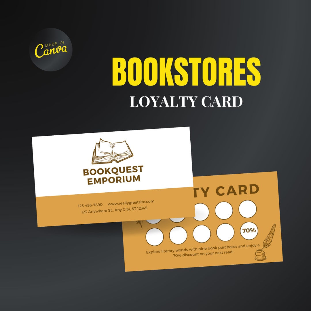 Bookstore Loyalty Card Canva Template, Client Royalty Card, Small ...
