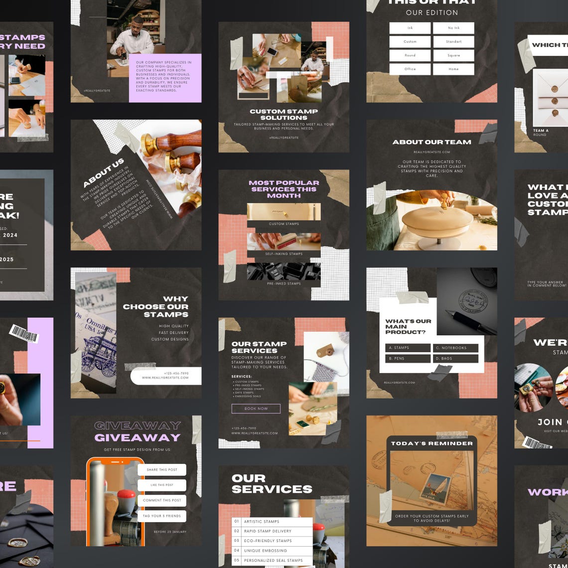 Stamp Making Business Canva Templates, Instagram Posts for Custom Stamp ...