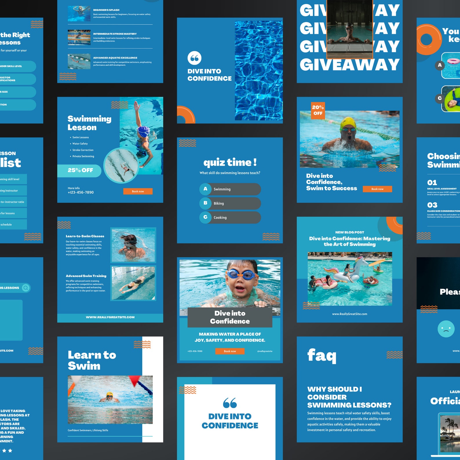 Swimming Lesson Canva Template, Swimming Instagram Posts, Swimming ...