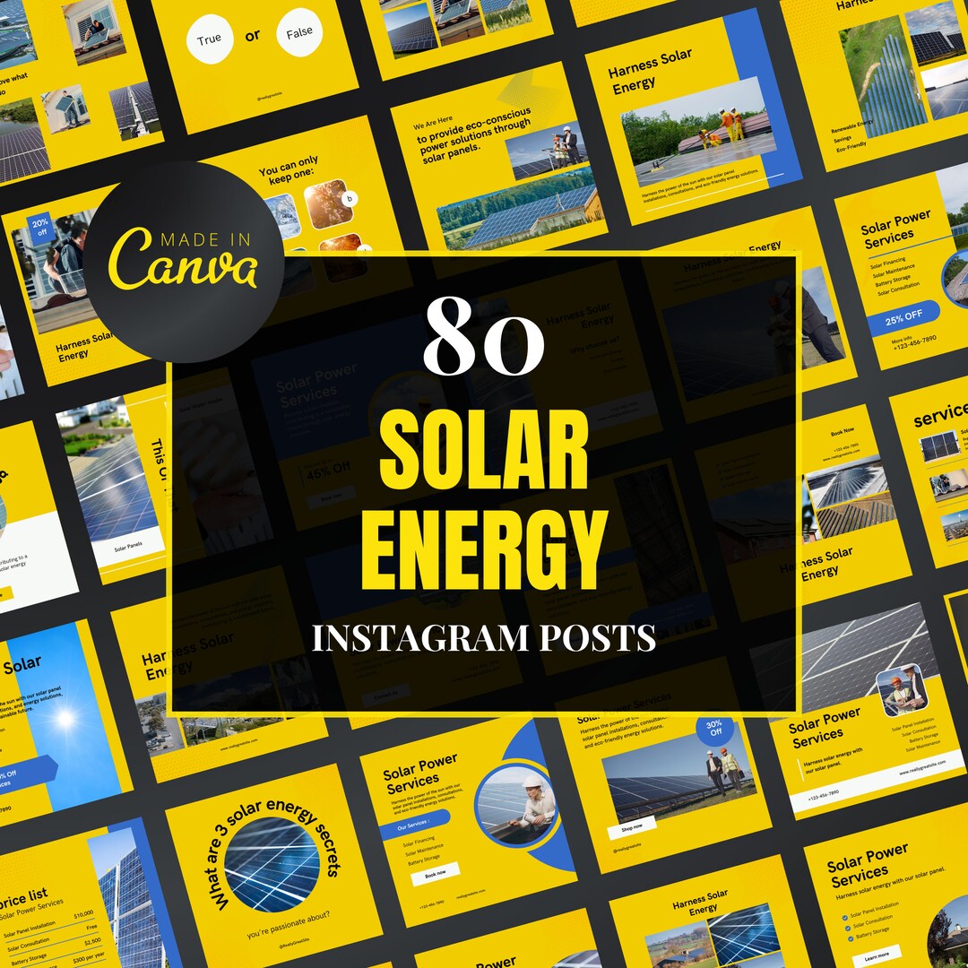 Solar Energy Canva Templates | Editable Instagram Posts for Solar Power ...
