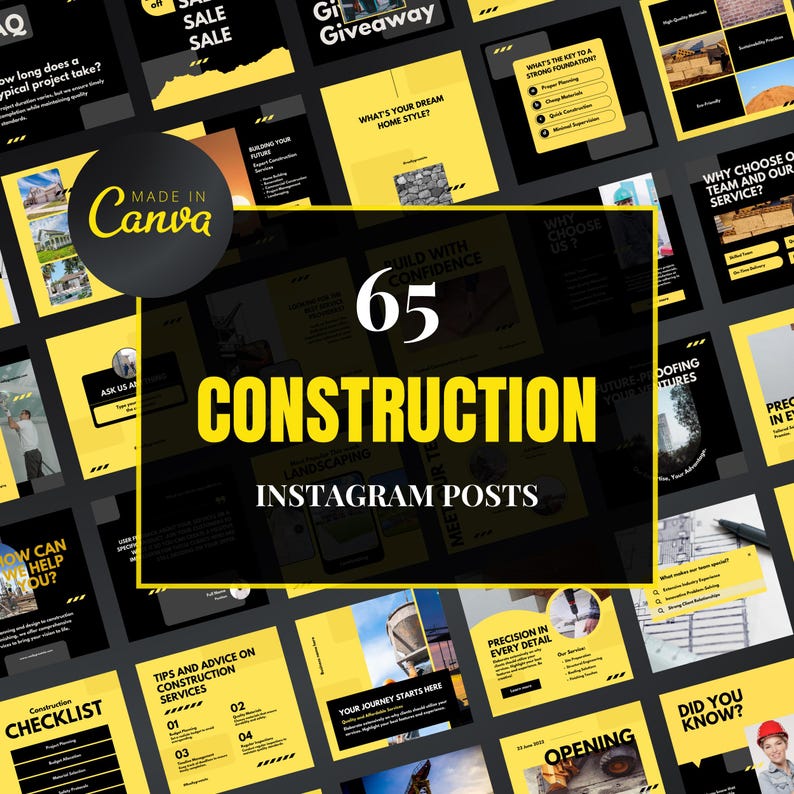 Construction Canva Templates, Construction Instagram Post Templates ...