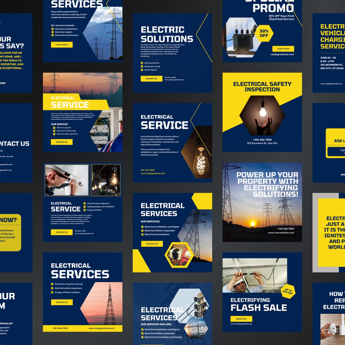 Electrical Solutions Canva Templates | Editable Instagram Posts for ...