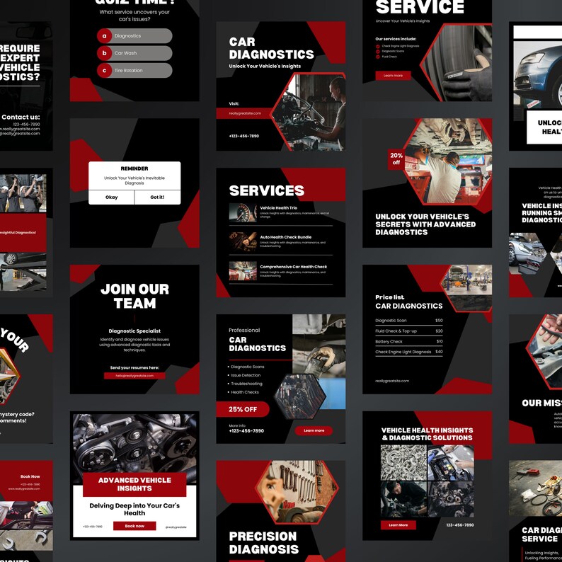 Car Diagnostics Canva Template, Instagram Templates, Canva Templates ...