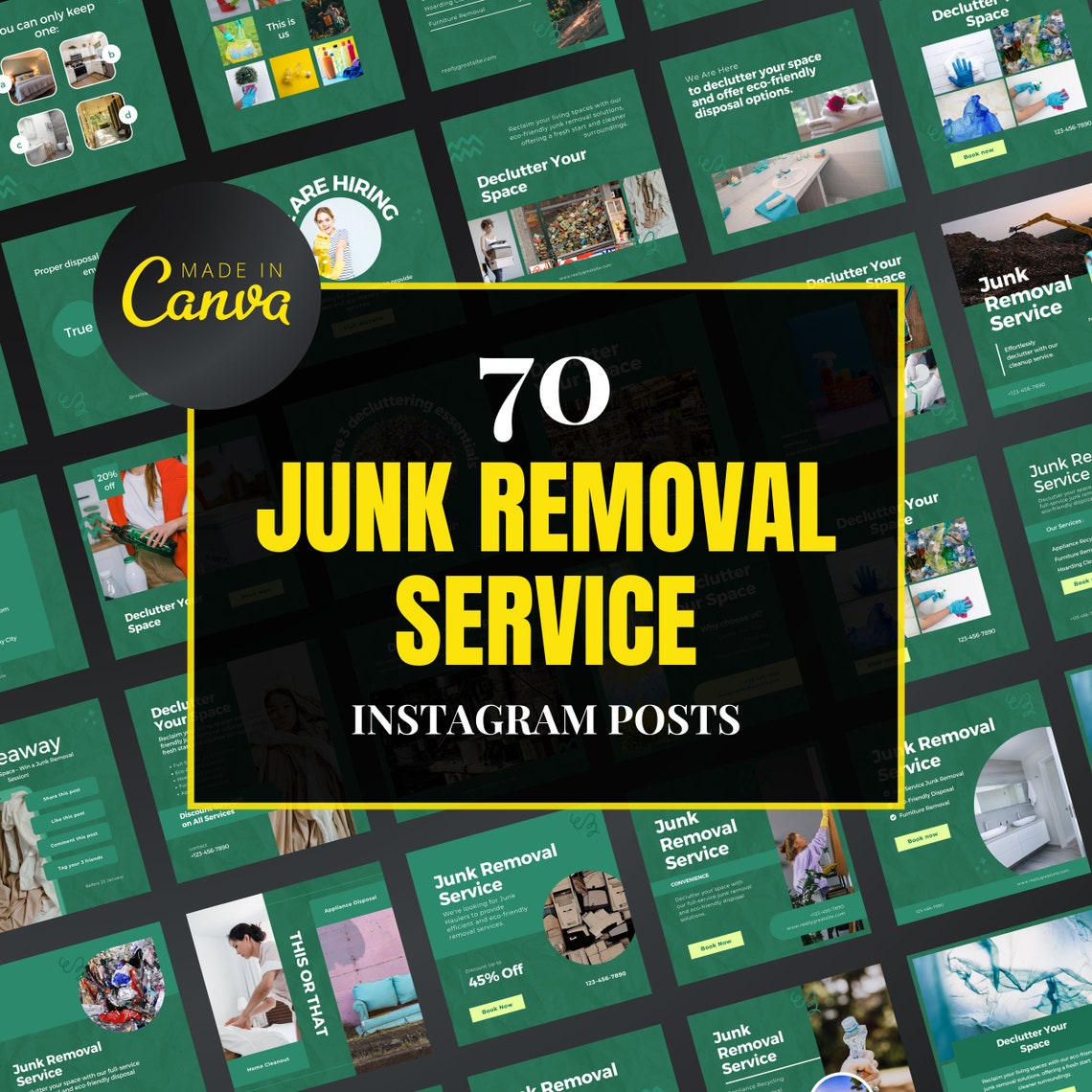 Junk Removal Service Canva Template, Junk Removal Instagram Post ...