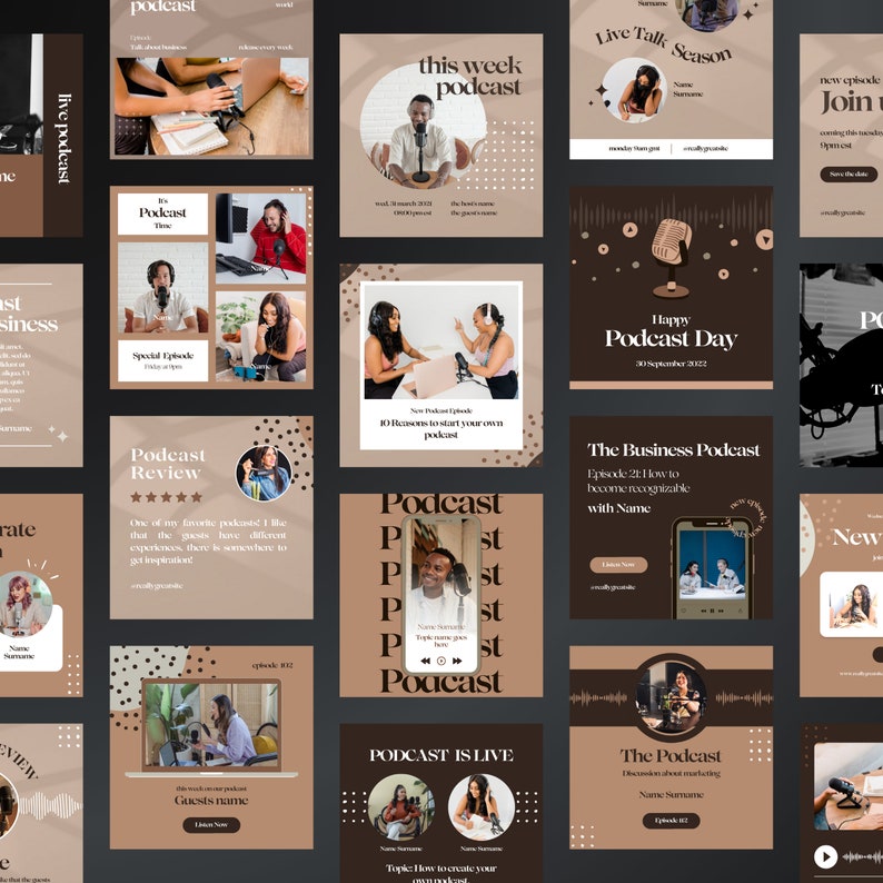 Podcast Instagram Template, Post Template for Podcast, Podcasting Canva ...