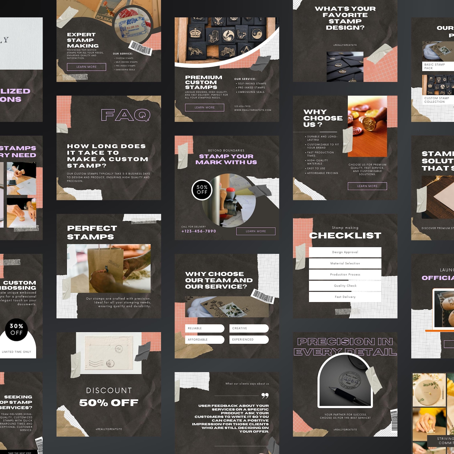 Stamp Making Business Canva Templates, Instagram Posts for Custom Stamp ...