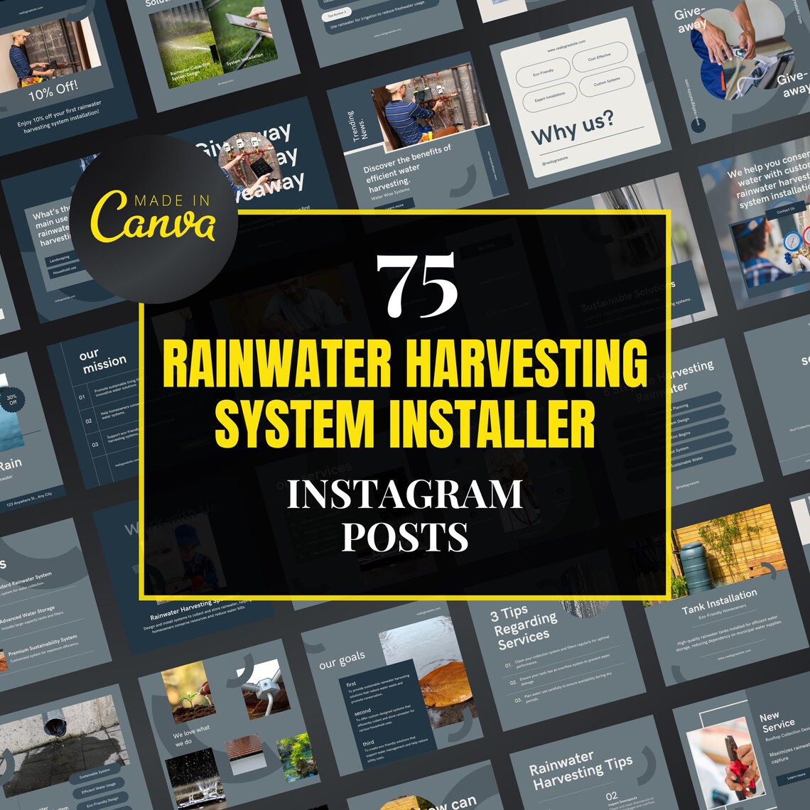 Rainwater Harvesting System Installer Service Canva Template, Rainwater ...