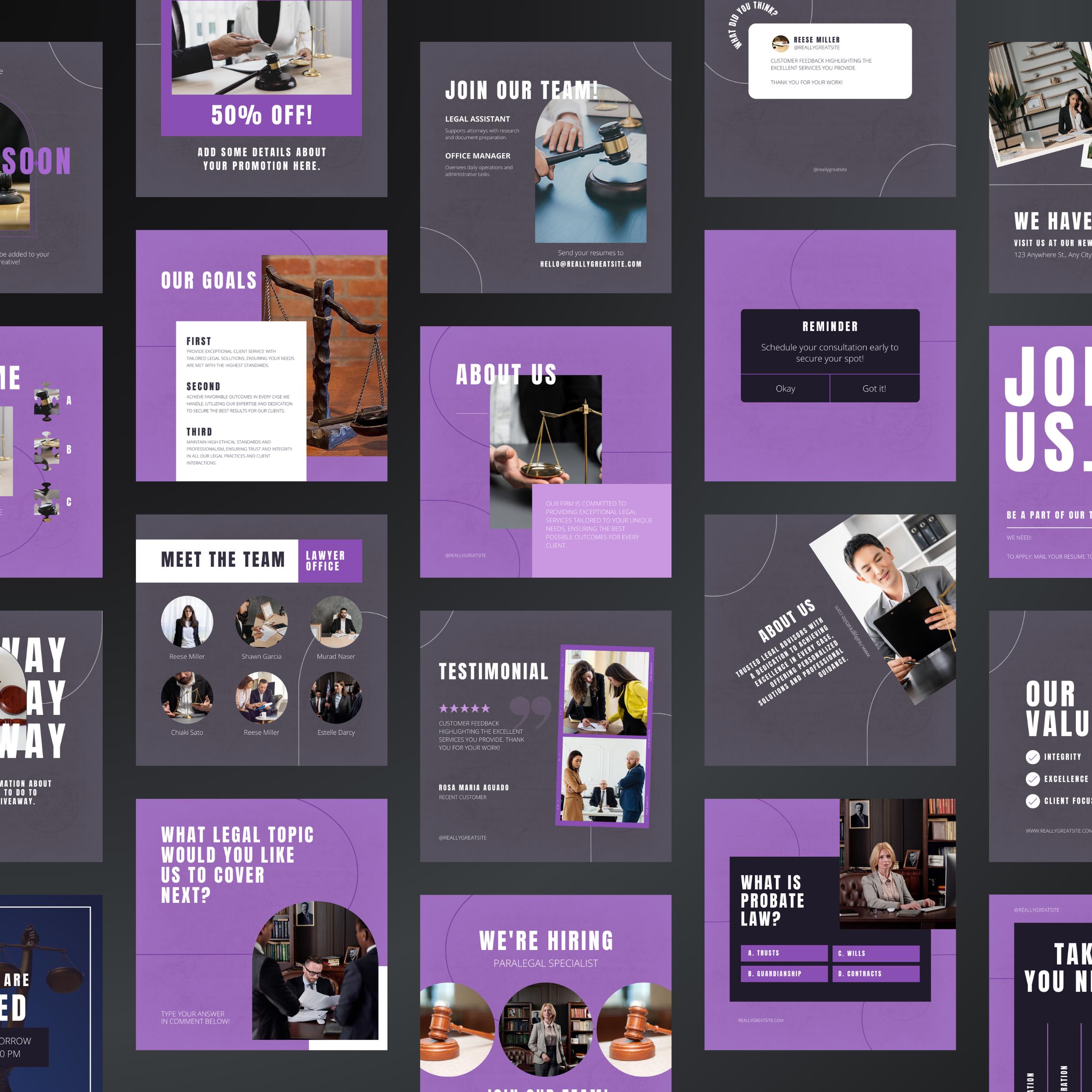 Lawyer Canva Template, Lawyer Instagram Posts, Law Firm Canva Template ...