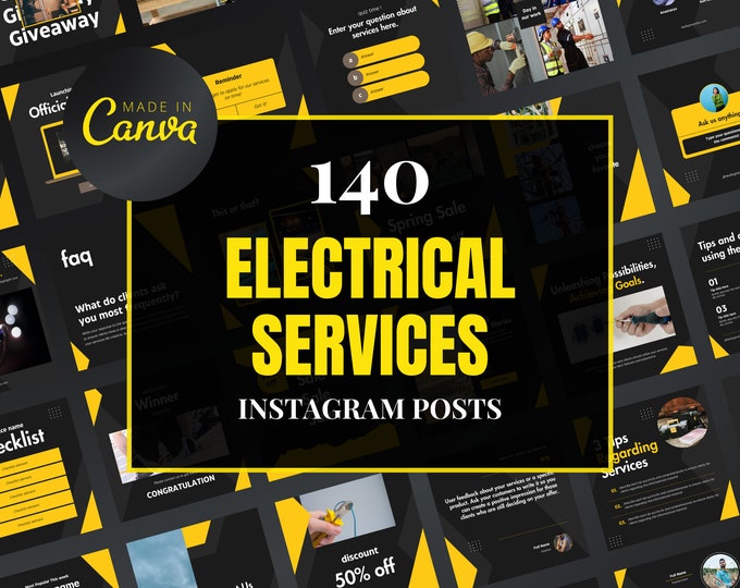 Electrical Services Canva Template, Electrician Instagram Posts ...
