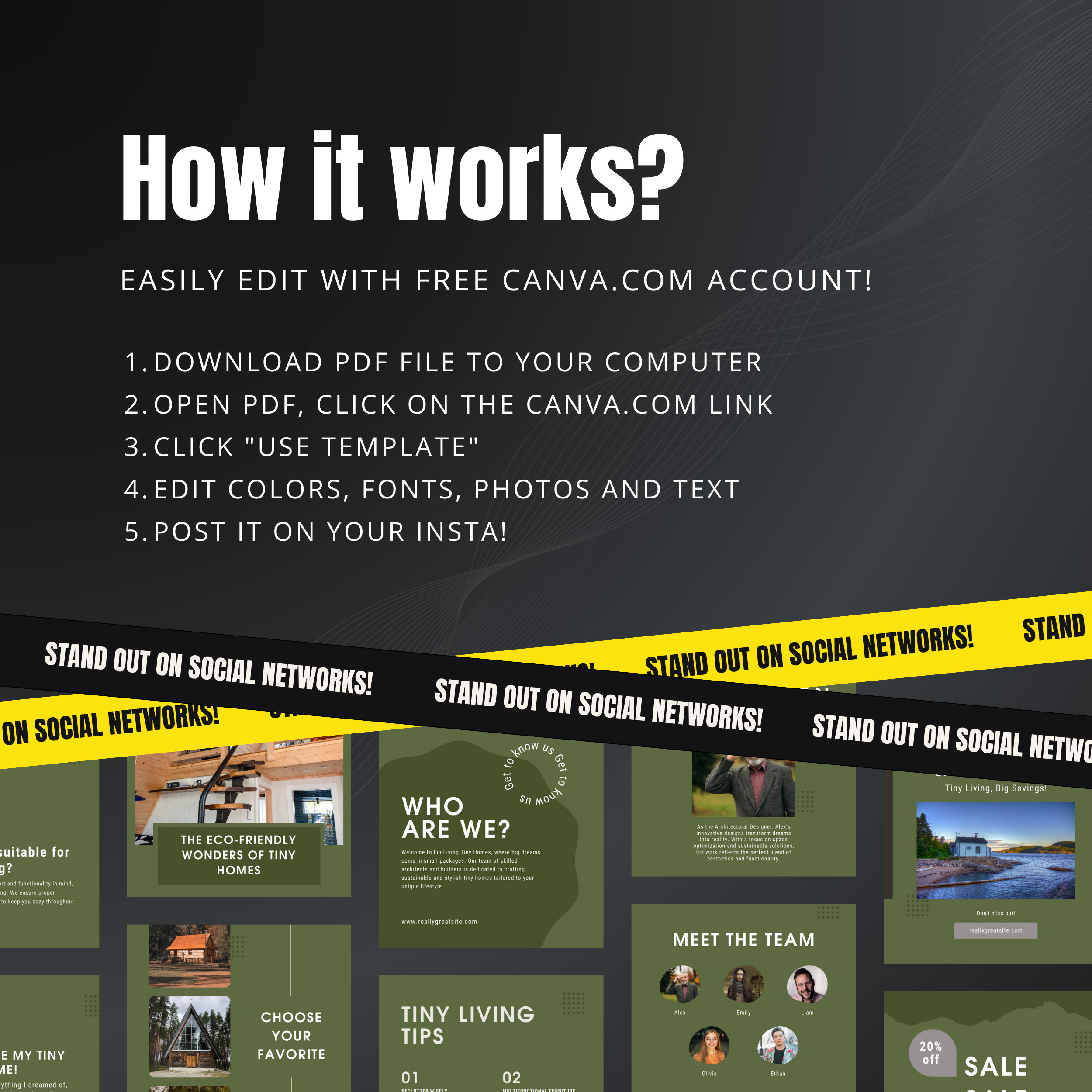 Tiny House Builders Canva Template, Cabin Builders Editable Posts, Wood ...