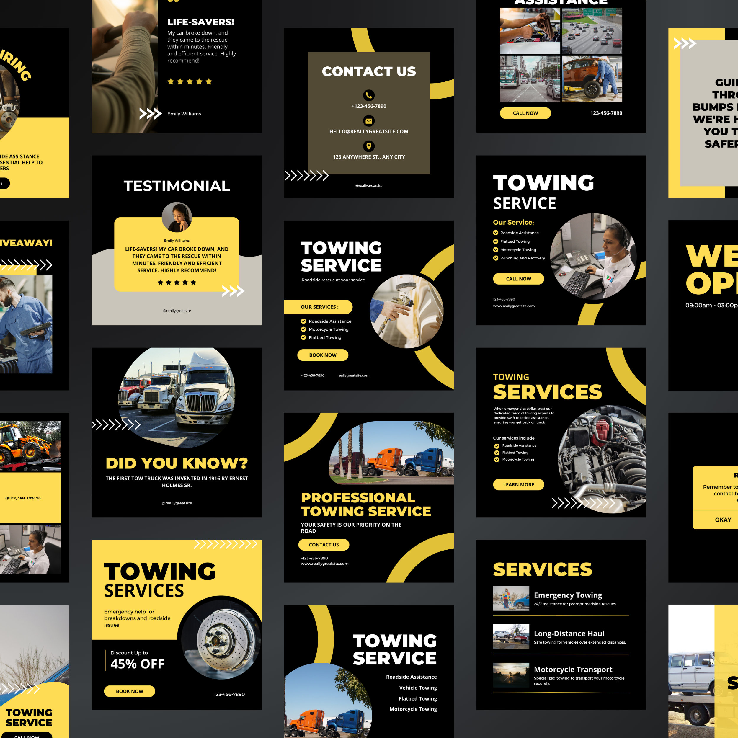 Towing Service Canva Template, Auto Towing Company, Towing Service ...