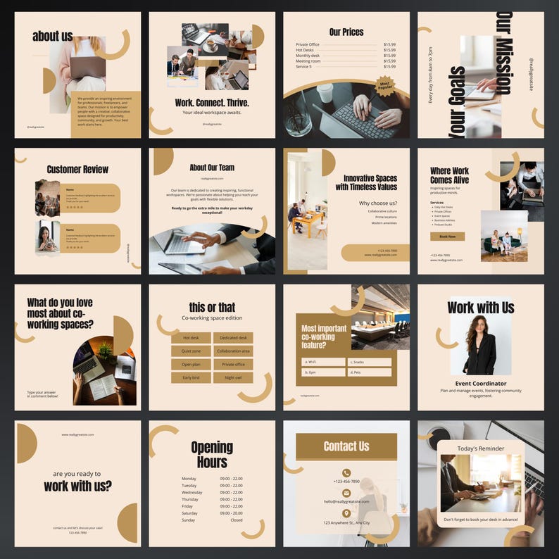 Co-working Space Canva Templates | Editable Instagram Post Kit for ...