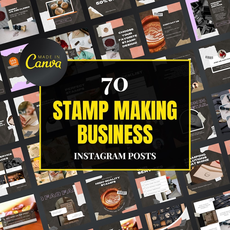Stamp Making Business Canva Templates, Instagram Posts for Custom Stamp ...