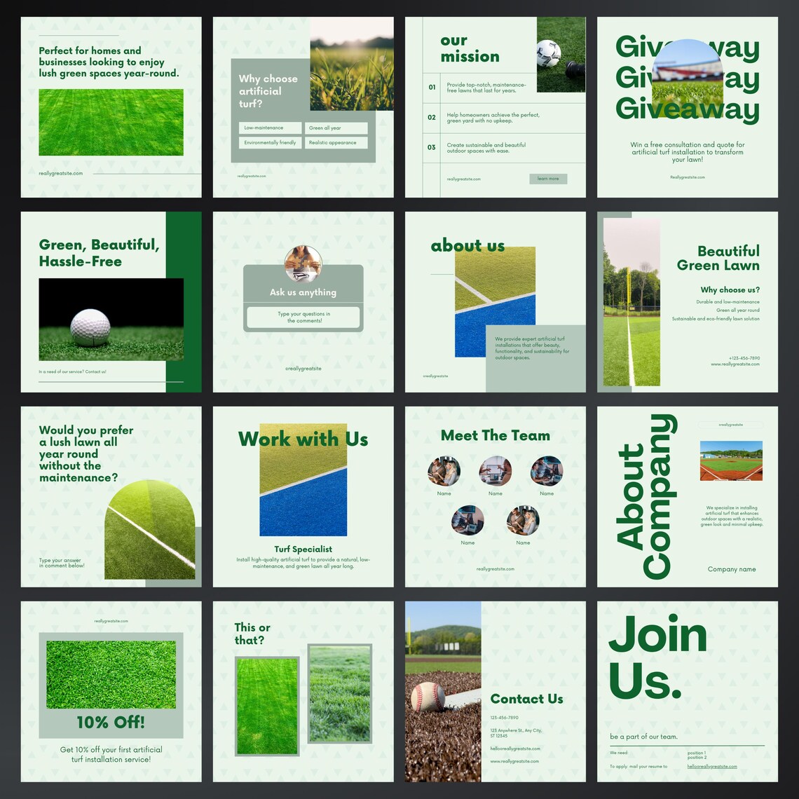 Artificial Turf Installation Service Canva Template, Artificial Turf ...
