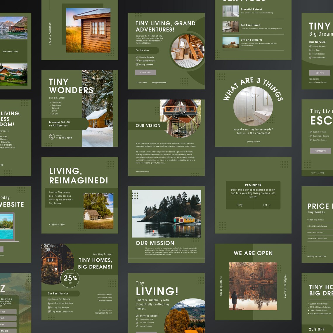 Tiny House Builders Canva Template, Cabin Builders Editable Posts, Wood ...