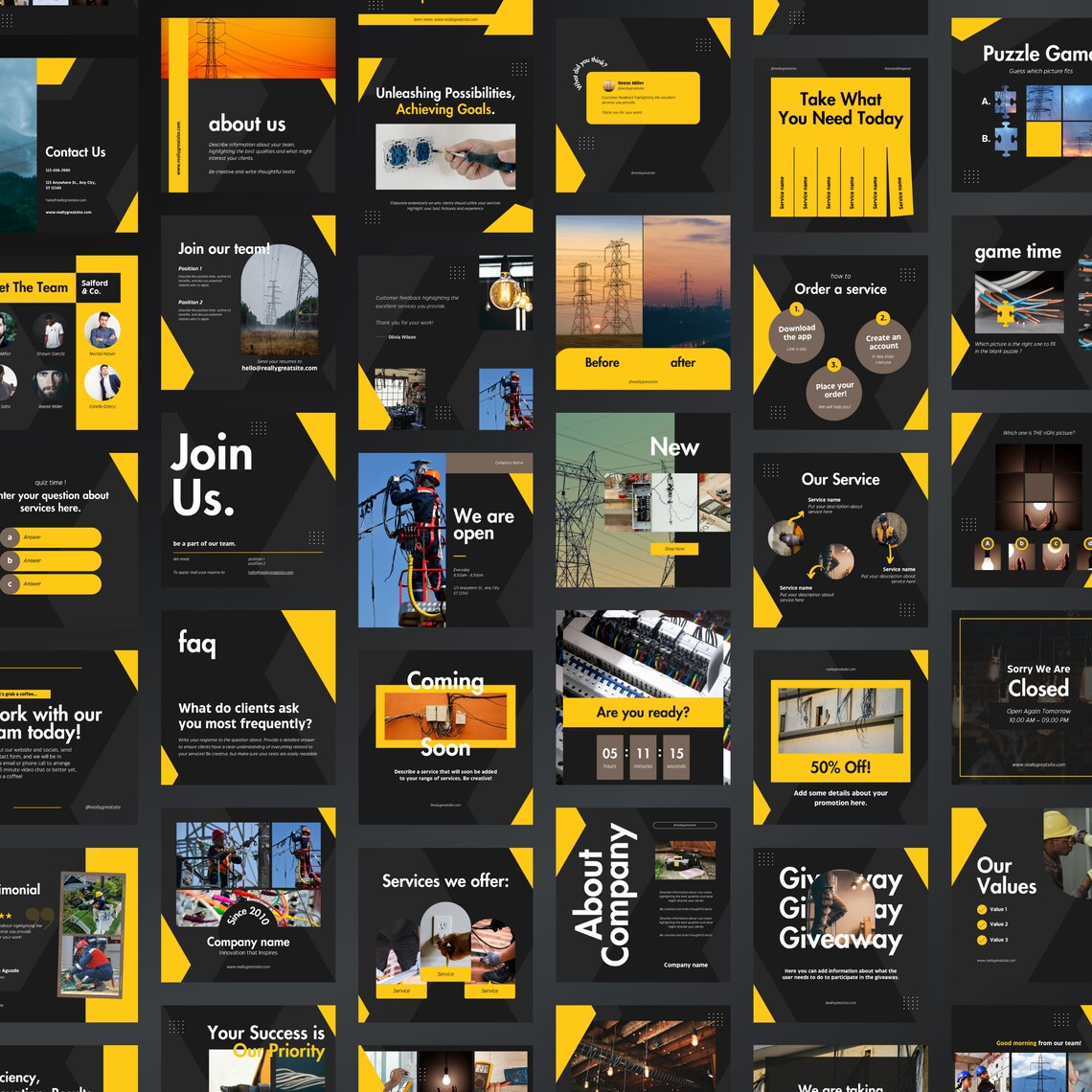 Electrical Services Canva Template, Electrician Instagram Posts ...