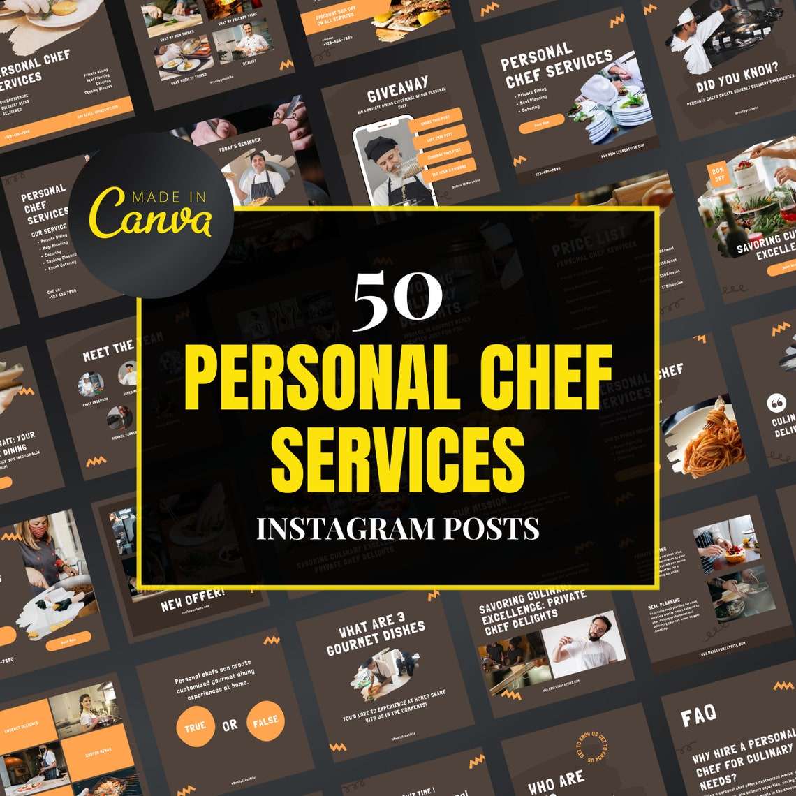 Personal Chef Canva Templates | Editable Instagram Posts for Private ...
