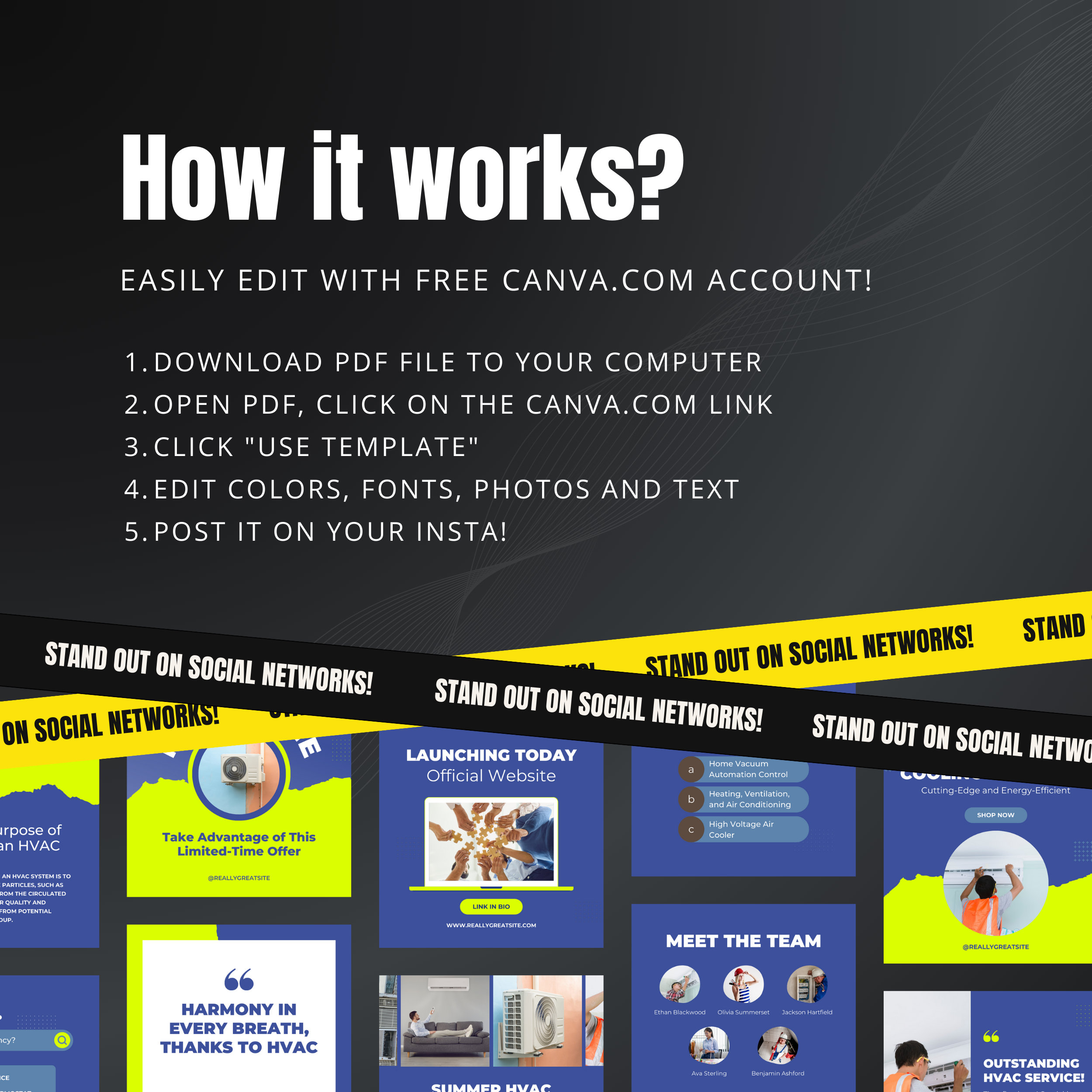 HVAC Canva Template, Air Conditioning Canva Template, Heating and ...