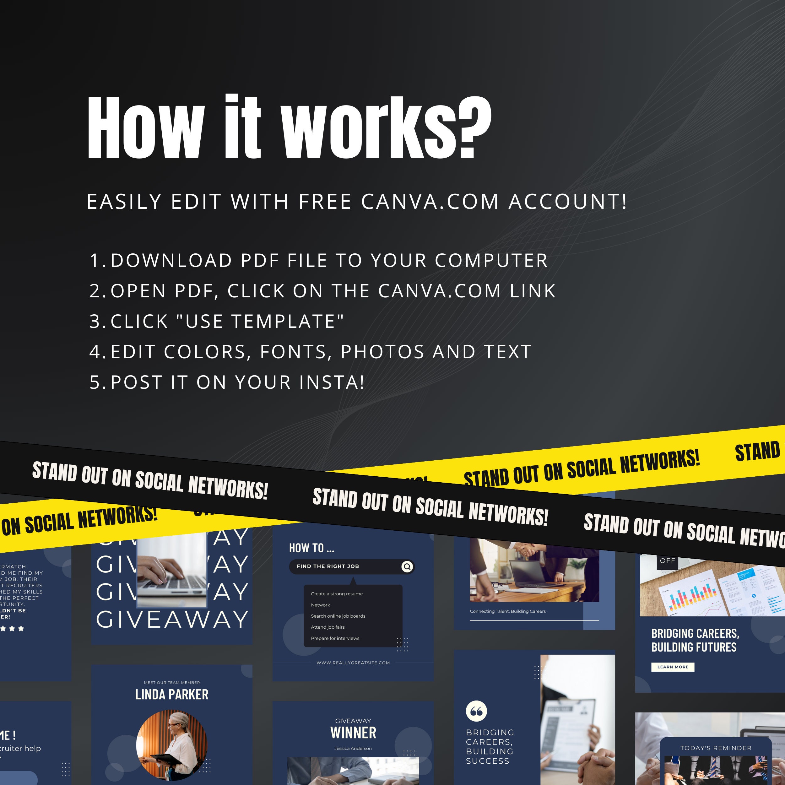 Recruitment Canva Templates | Editable Instagram Posts for Hiring ...