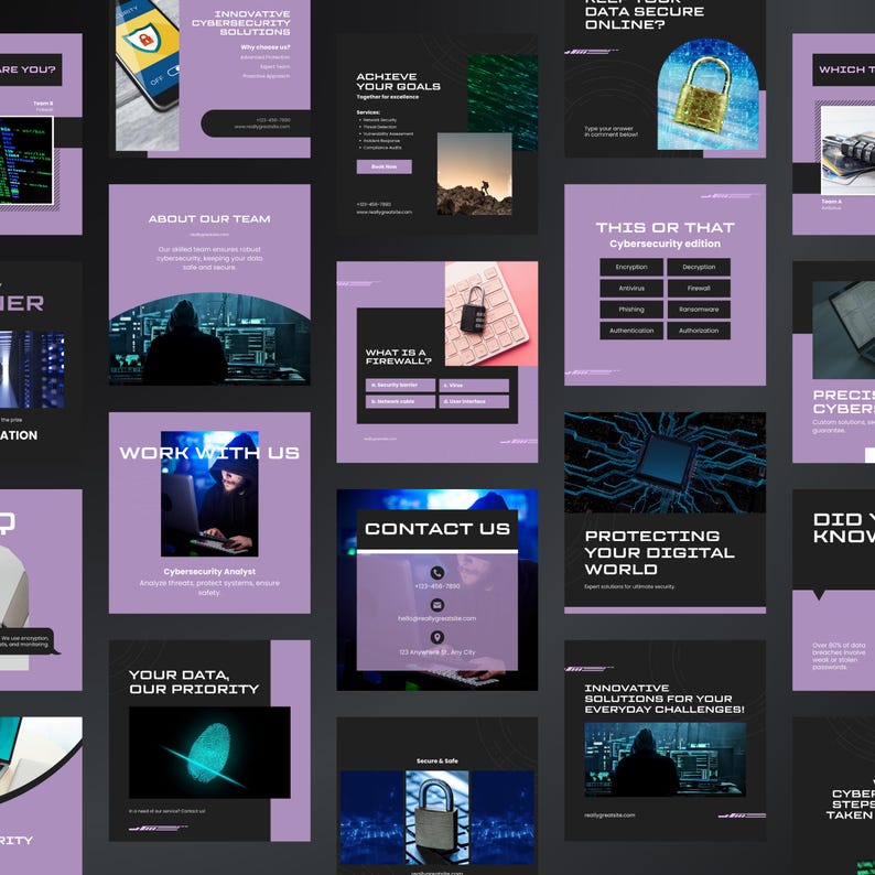 Cybersecurity Canva Templates | Editable Instagram Posts for ...
