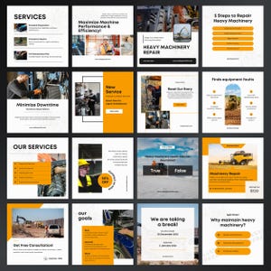 Heavy Machinery Repair Canva Templates | Editable Instagram Posts for ...