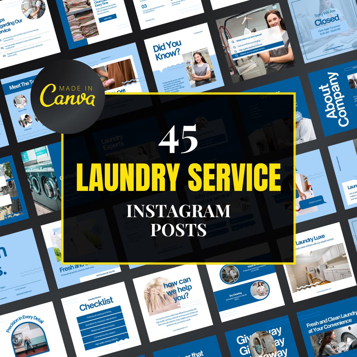 Laundry Service Canva Template, Laundry Business Social Media Posts ...