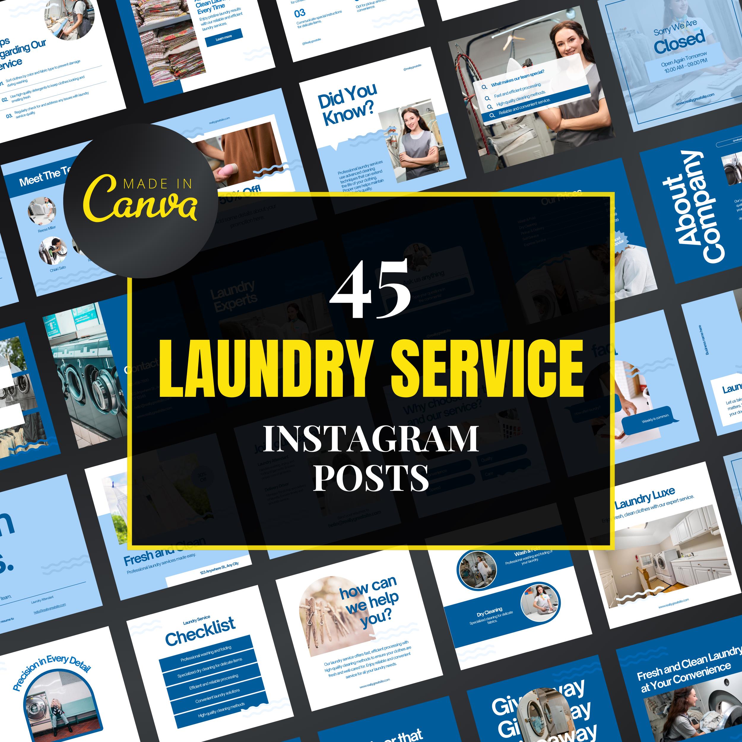 Laundry Service Canva Template, Laundry Business Social Media Posts ...