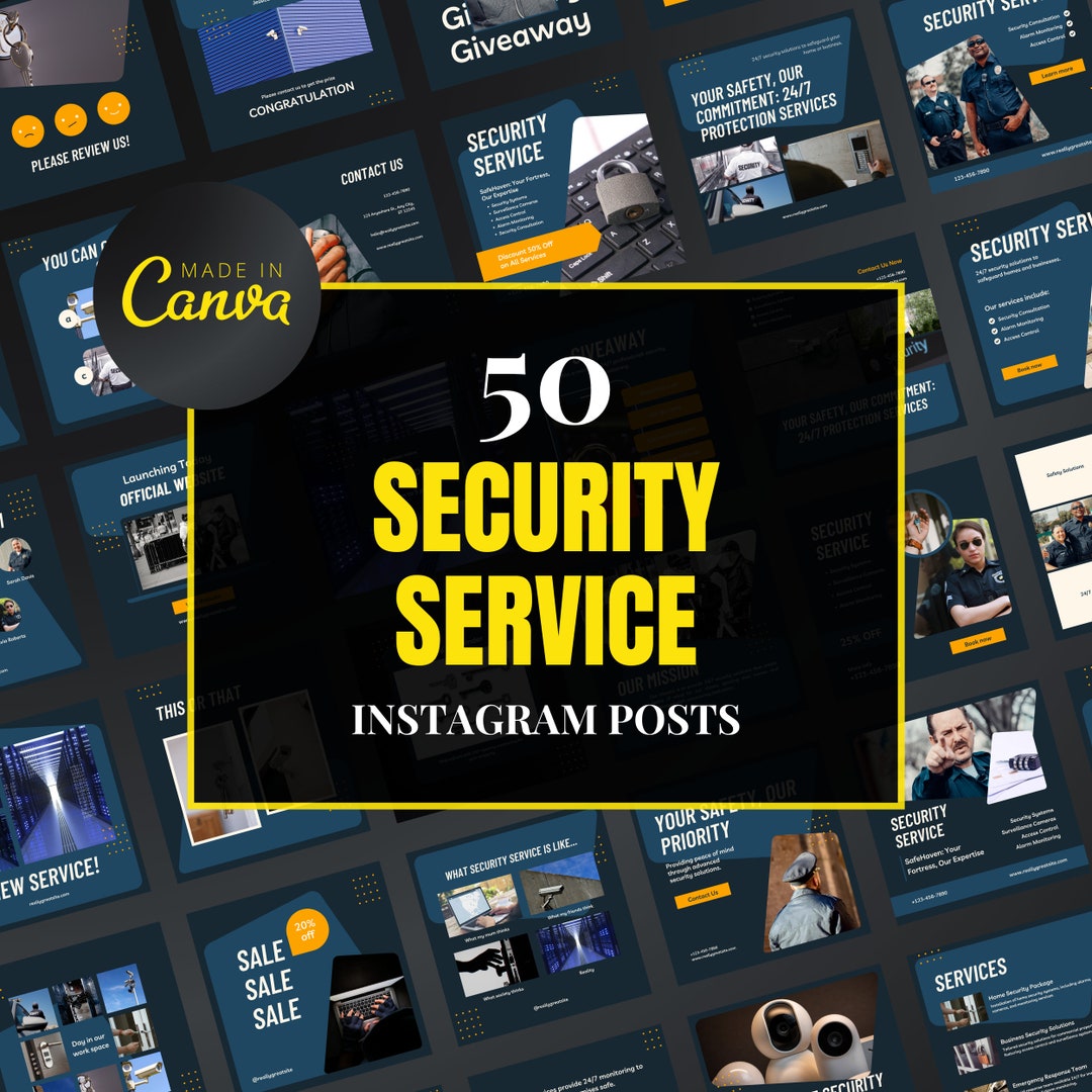 Security Service Canva Template, Security Instagram Posts, Security ...