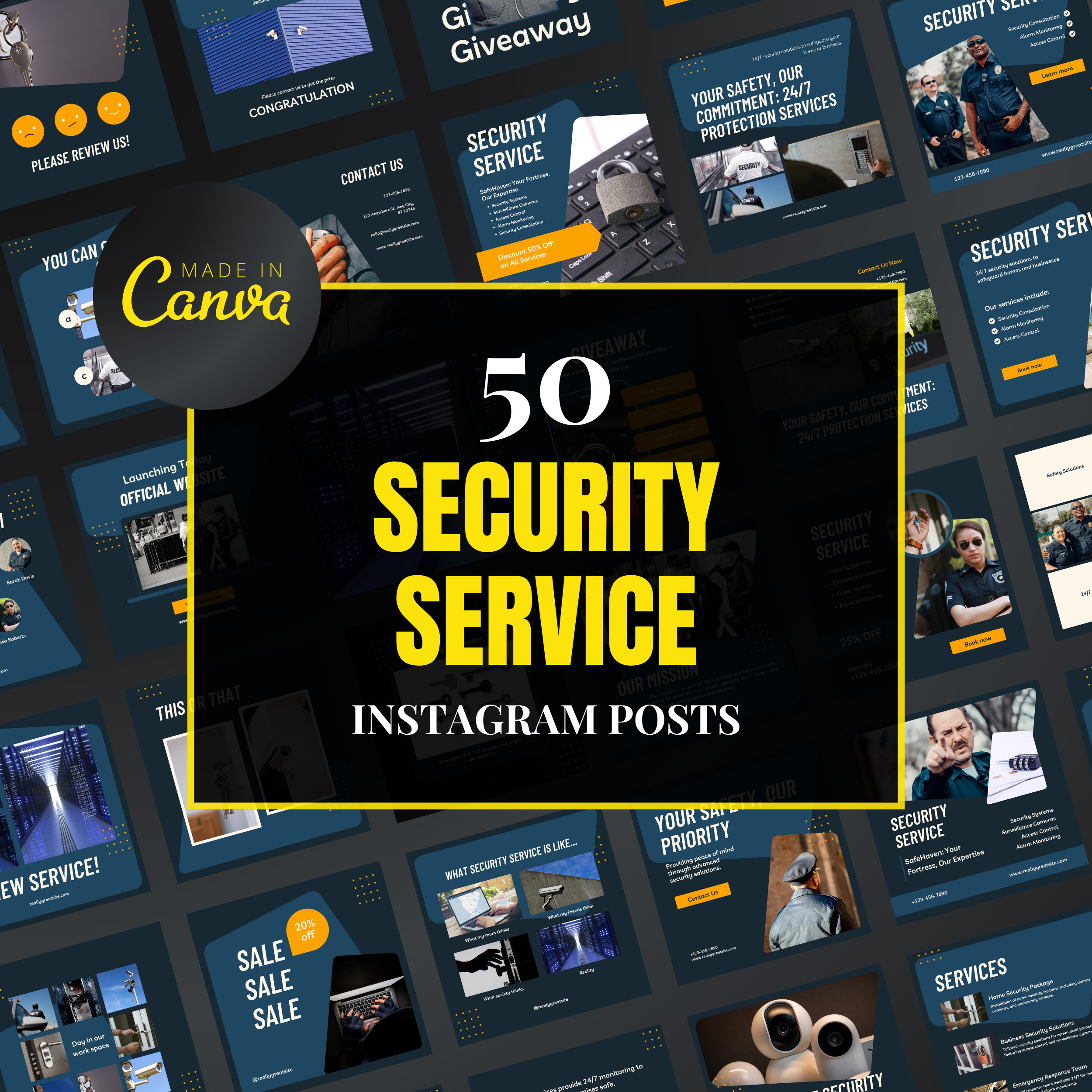 Security Service Canva Template, Security Instagram Posts, Security ...