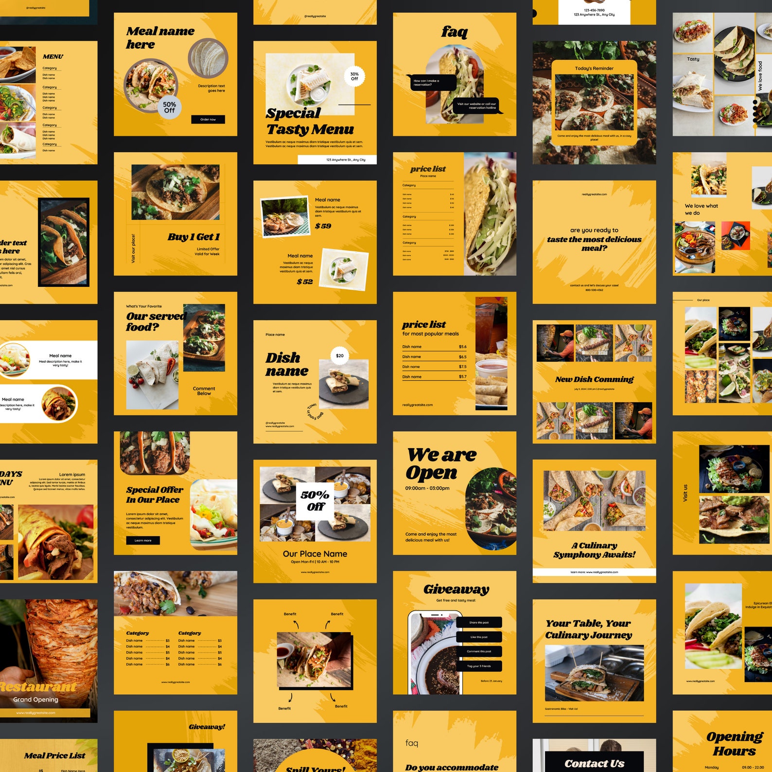 Kebab Shop Canva Template, Kebab Store Restaurant Instagram Posts ...