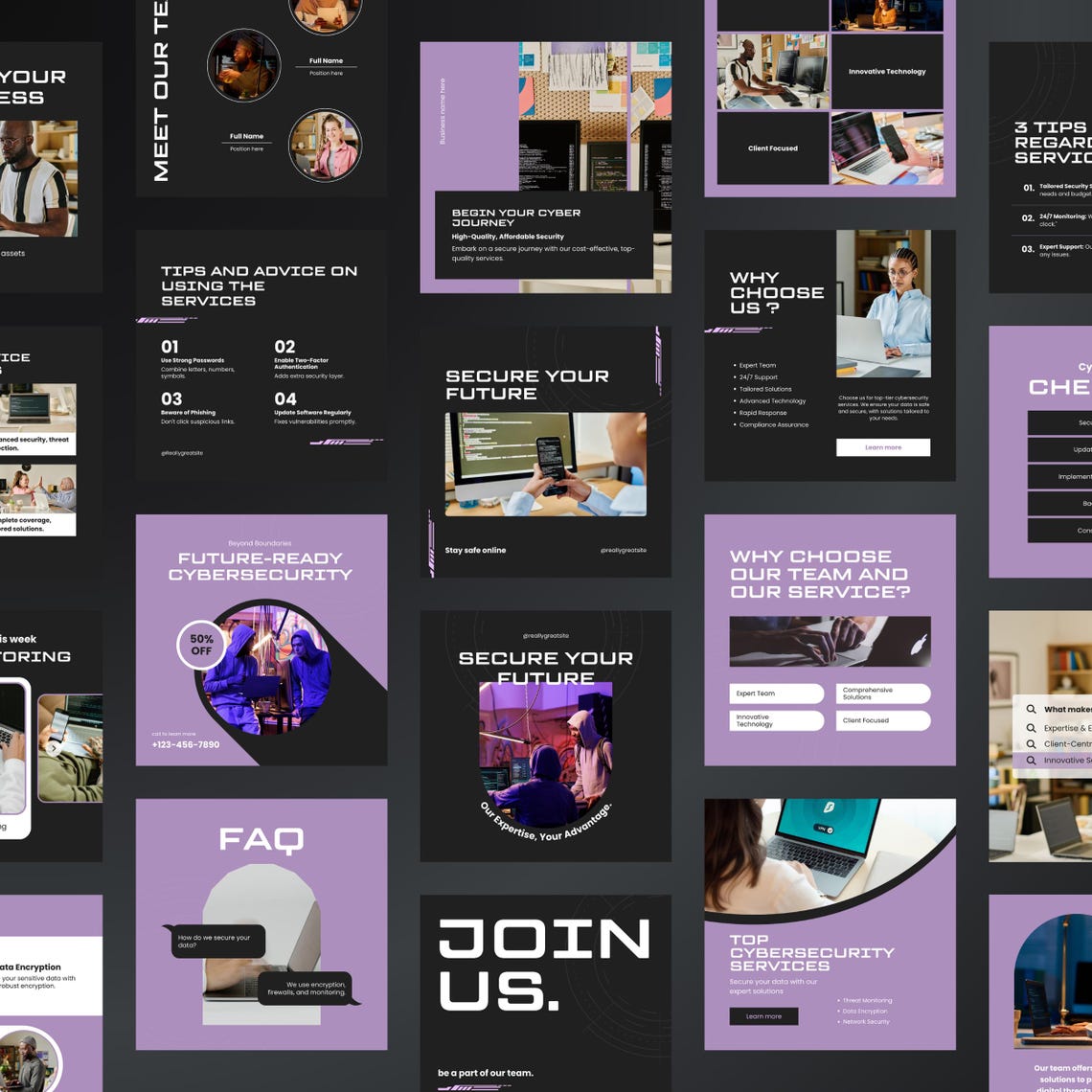 Cybersecurity Canva Templates | Editable Instagram Posts for ...