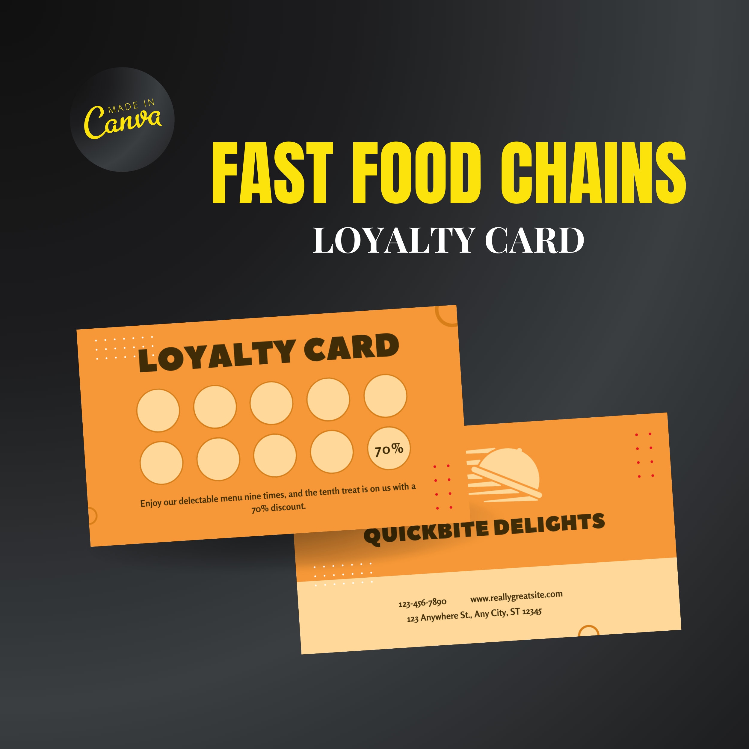 Fast Food Chains Loyalty Card Canva Template, Client Royalty Card ...
