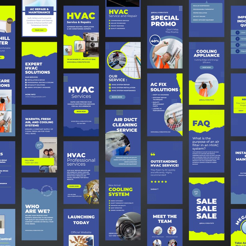 HVAC Canva Template, Air Conditioning Canva Template, Heating and ...