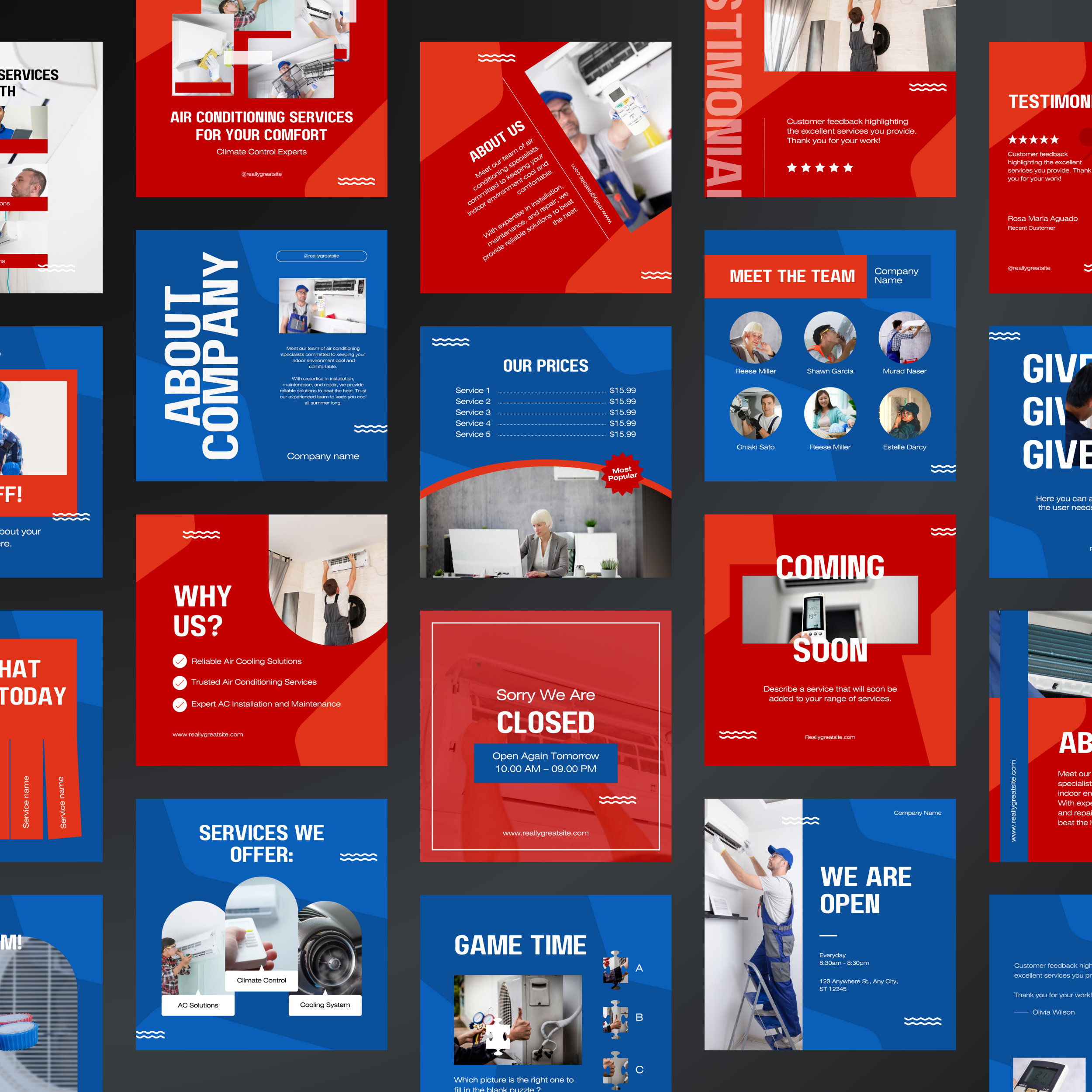 Air Conditioning Canva Templates | Editable Instagram Posts for HVAC ...