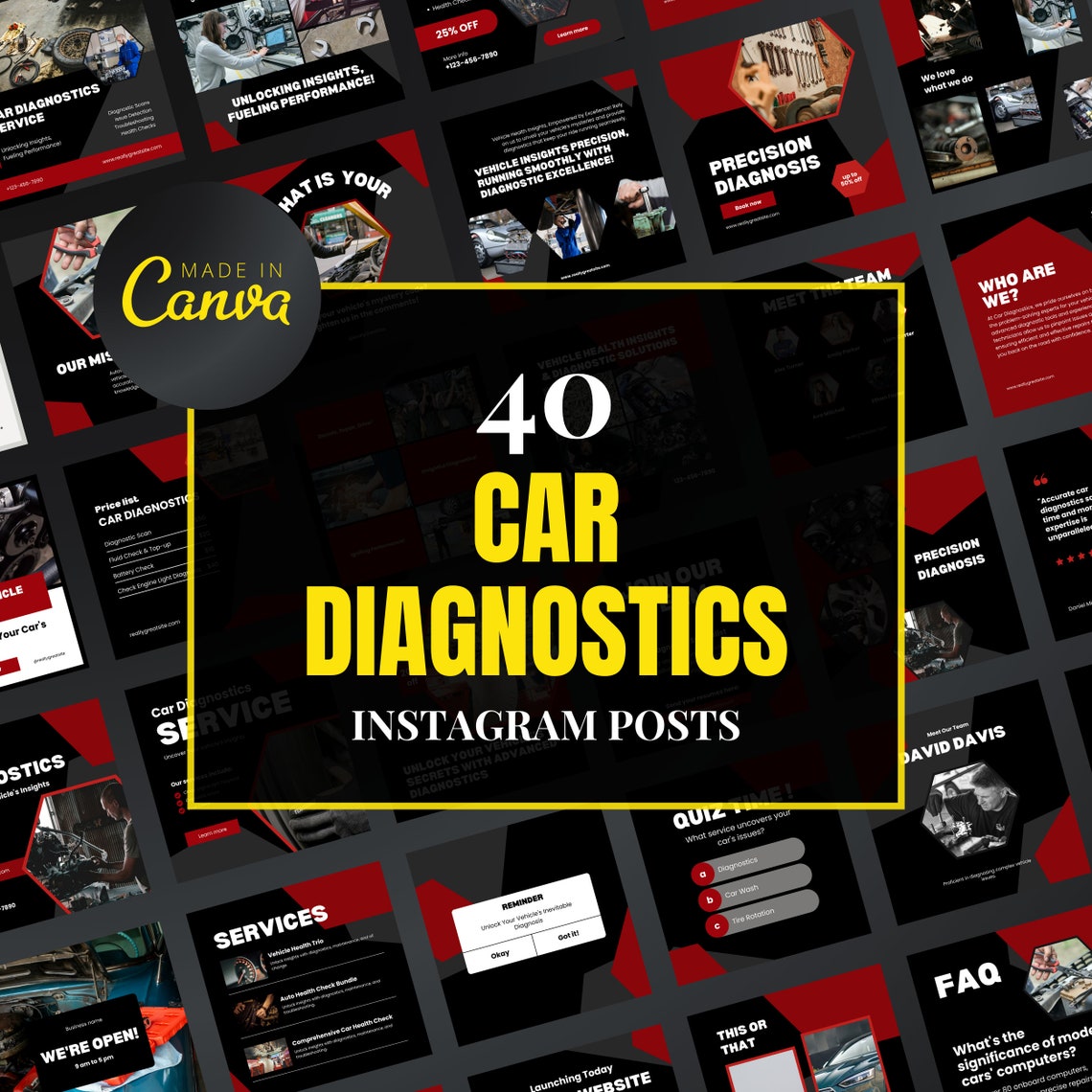 Car Diagnostics Canva Template, Instagram Templates, Canva Templates ...