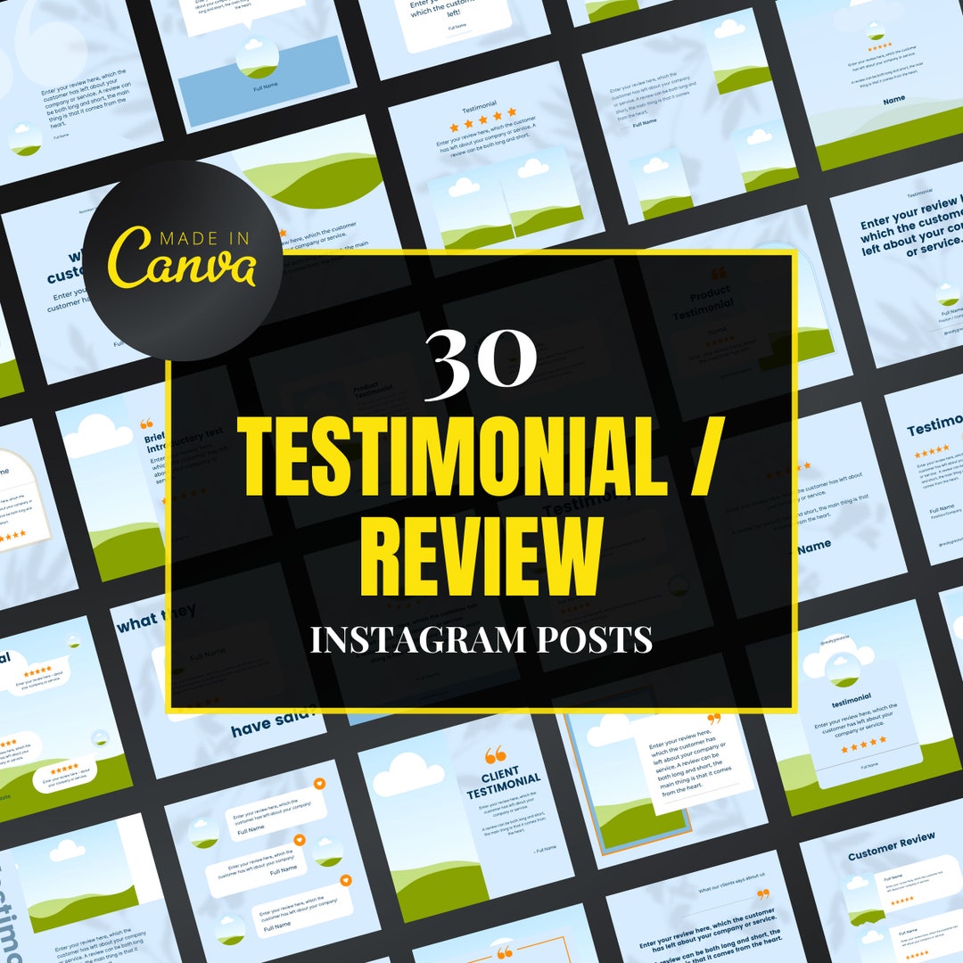 Testimonial Canva Templates | Editable Instagram Posts for Reviews ...