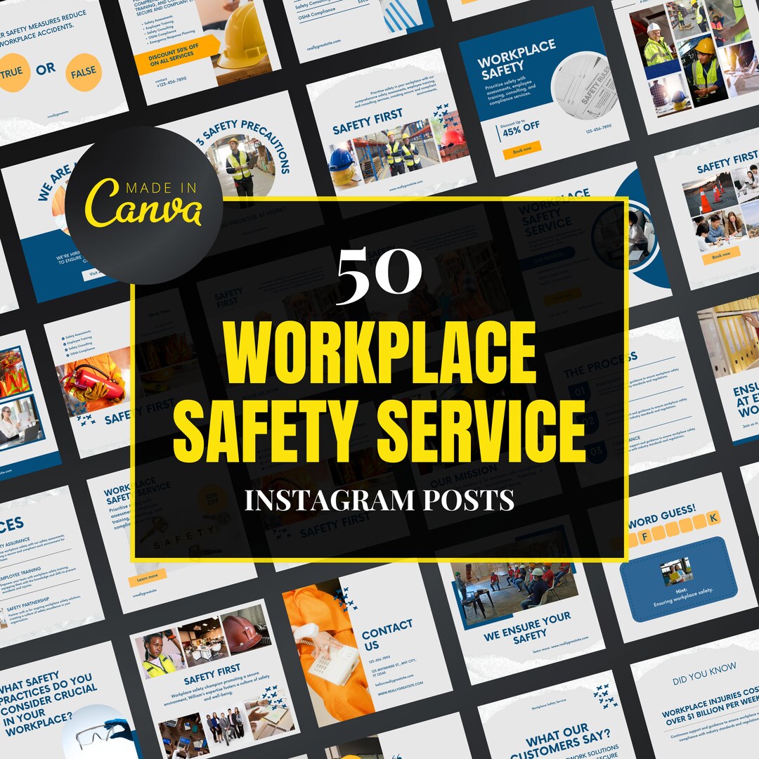 Workplace Safety Canva Templates | Editable Instagram Posts for Safety ...