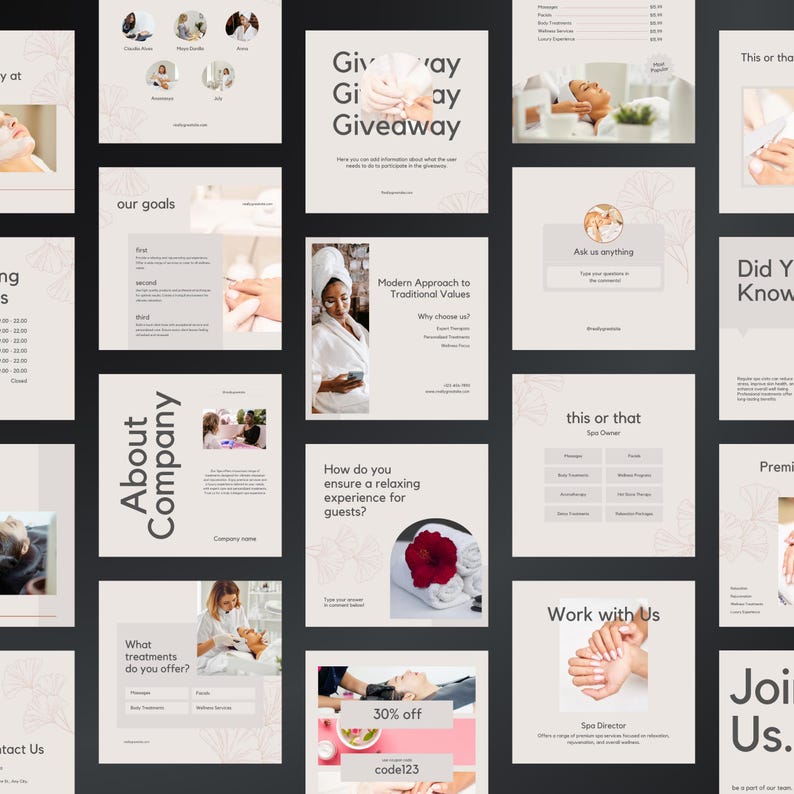 Spa Owner Canva Template, Wellness Instagram Templates, Beauty Spa ...